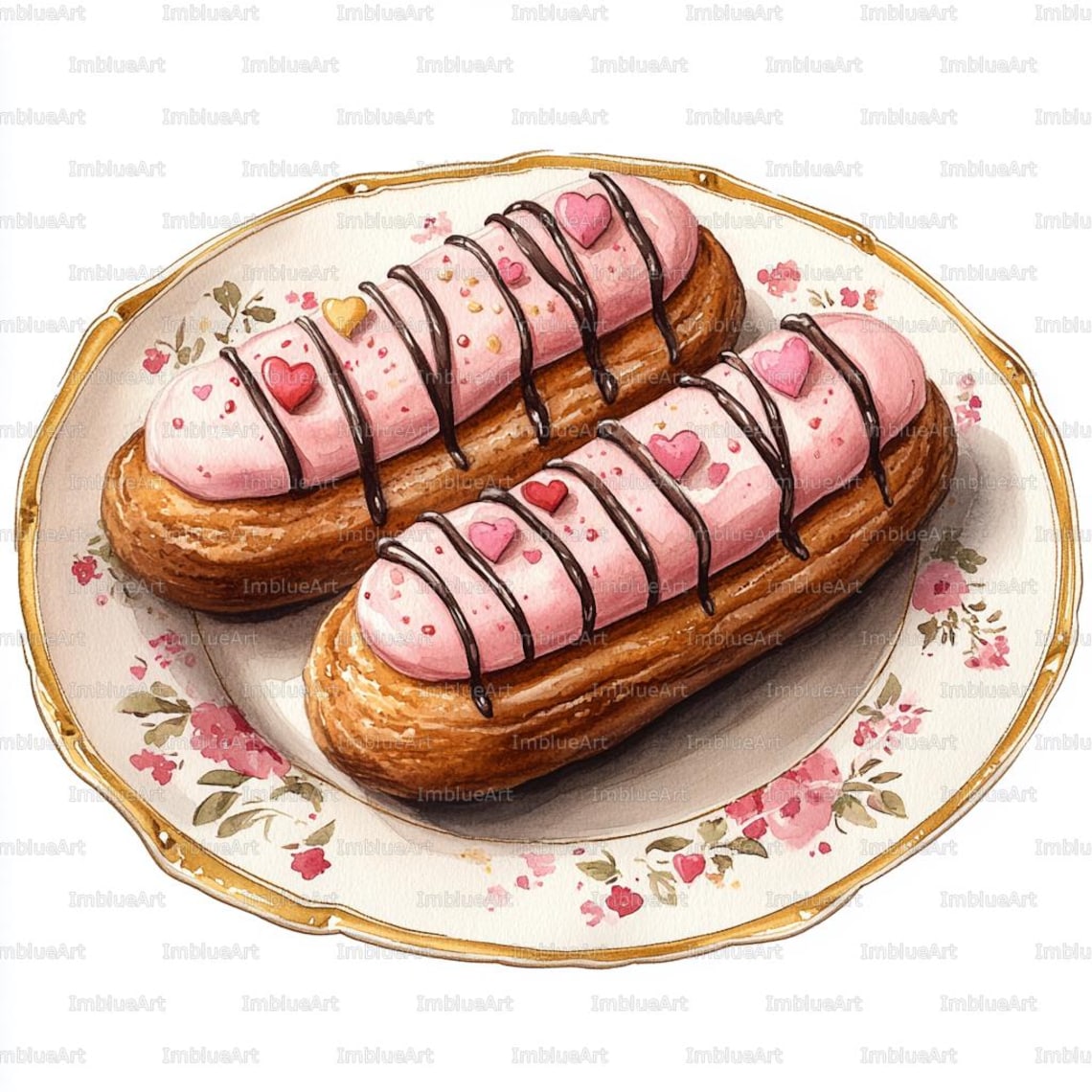 24 Valentine Eclairs Clipart | Romantic Dessert | Heart Shape ...