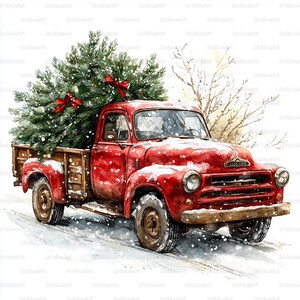 24 Christmas Truck Clipart SET | Holiday Tree Delivery | Printable ...