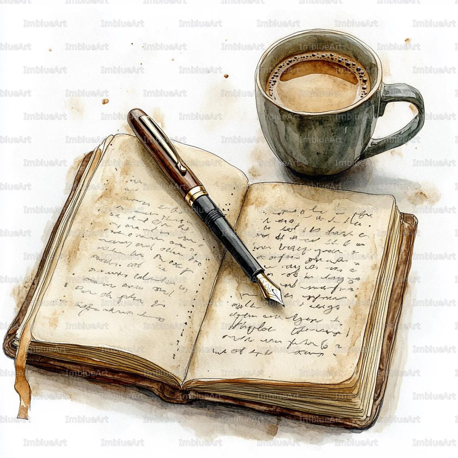 24 Writer Morning Clipart, Cozy Journaling Ritual Scene, Watercolor ...