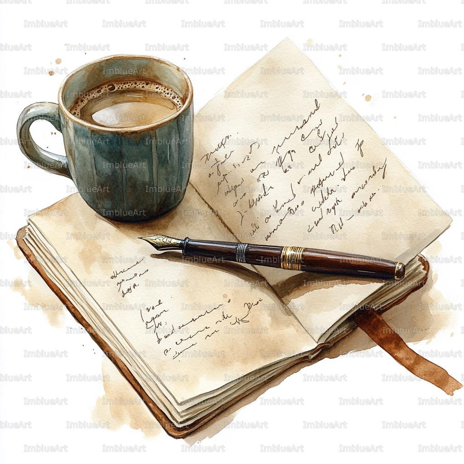 24 Writer Morning Clipart, Cozy Journaling Ritual Scene, Watercolor ...