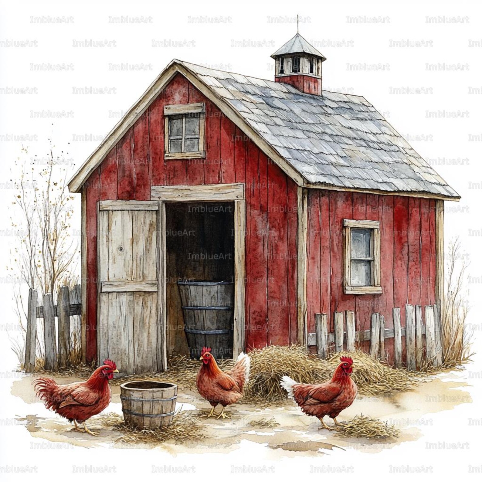24 Chicken Coop Clipart, Farm Life Collection, Cozy Farm Poultry Scene ...