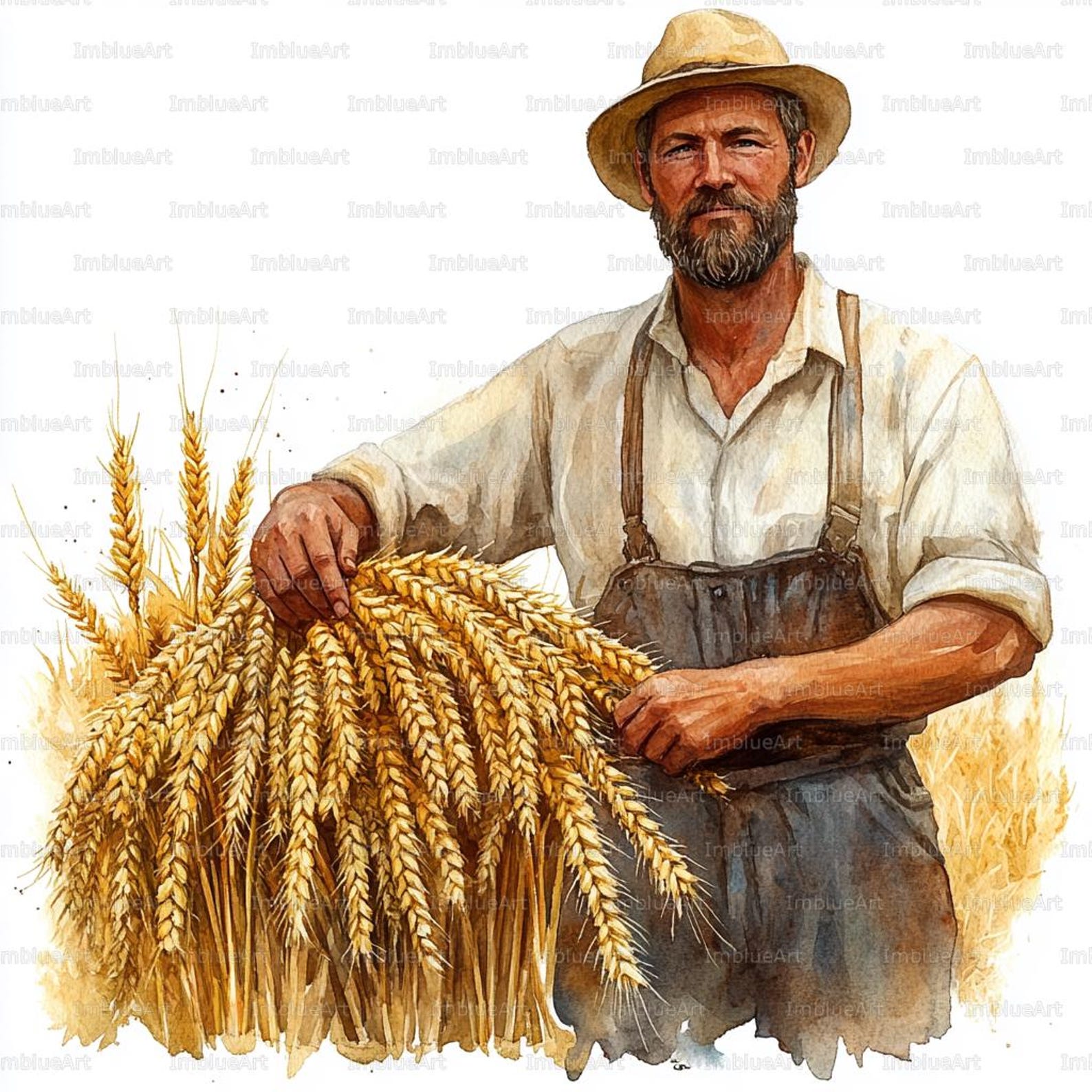 24 Wheat Farmer Clipart, Farmer Holding Wheat Bundle Rustic Harvest ...