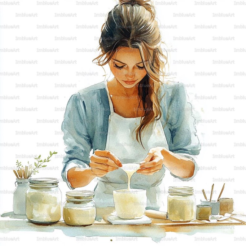 24 Candle Making Clipart, Handmade Candle Business, Watercolor ...