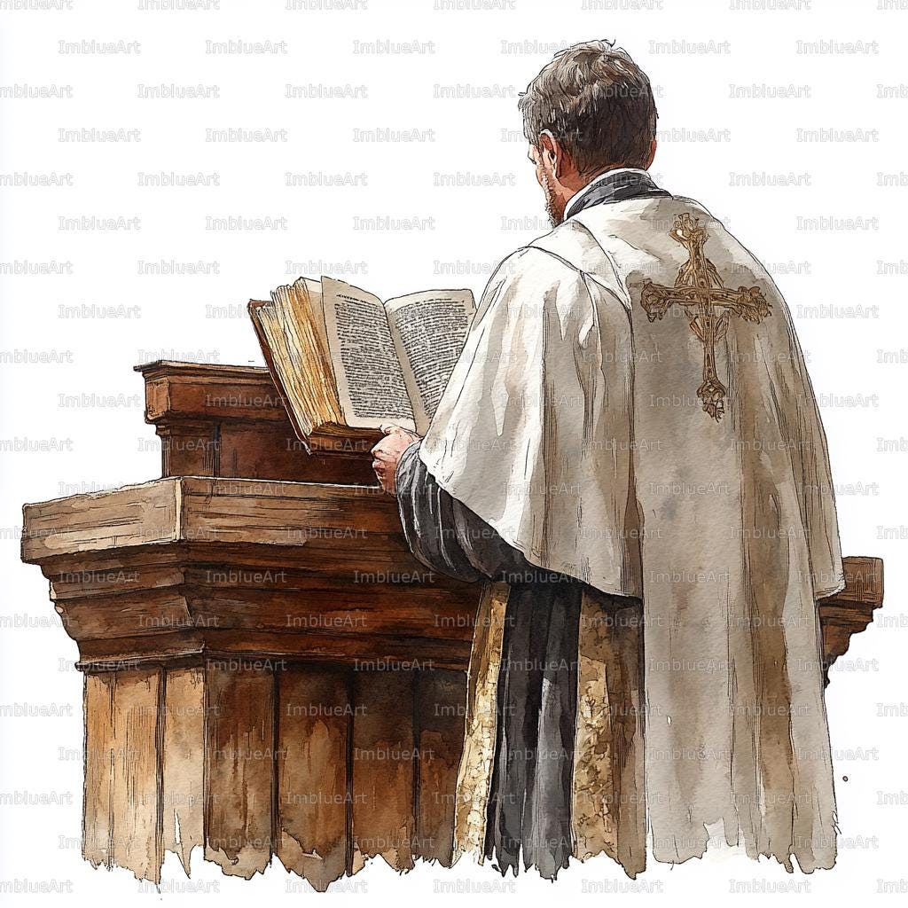 24 Priest at Altar Clipart | Reading Sacred Text | Printable Watercolor ...