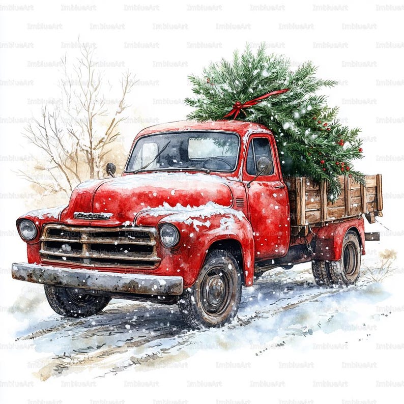 24 Christmas Truck Clipart SET | Holiday Tree Delivery | Printable ...