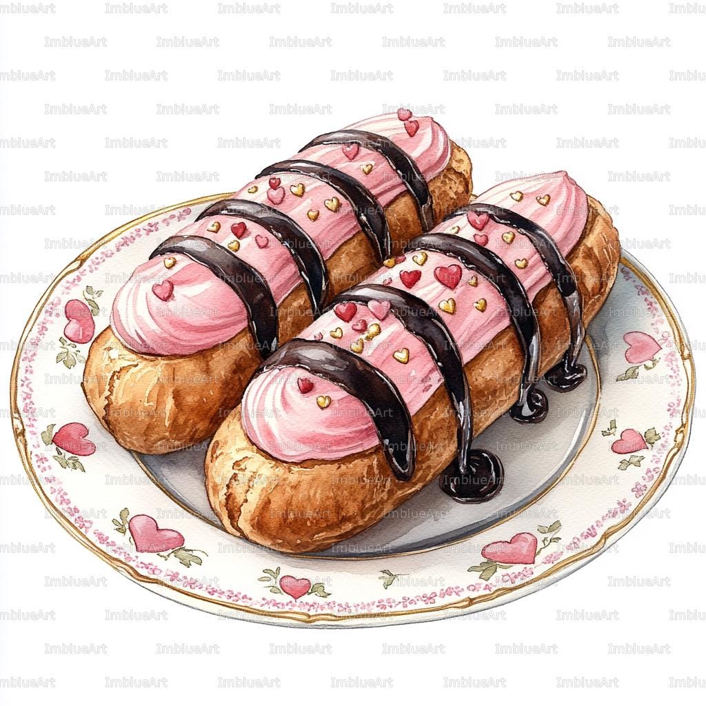 24 Valentine Eclairs Clipart | Romantic Dessert | Heart Shape ...