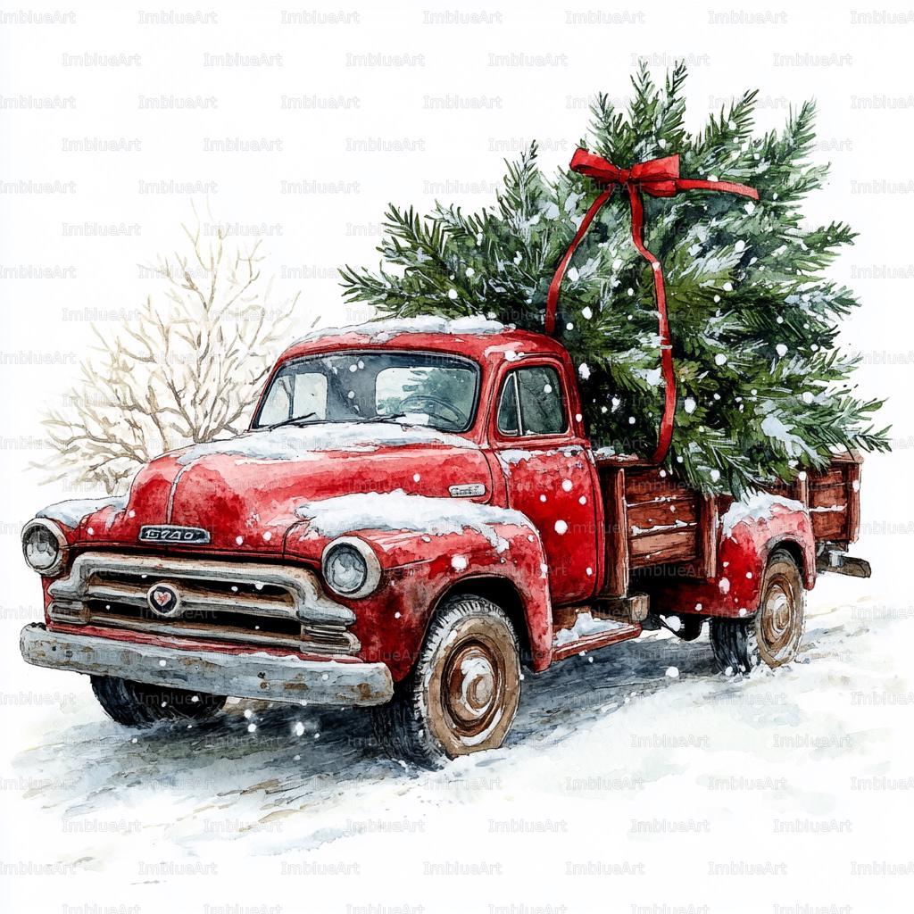 24 Christmas Truck Clipart SET | Holiday Tree Delivery | Printable ...