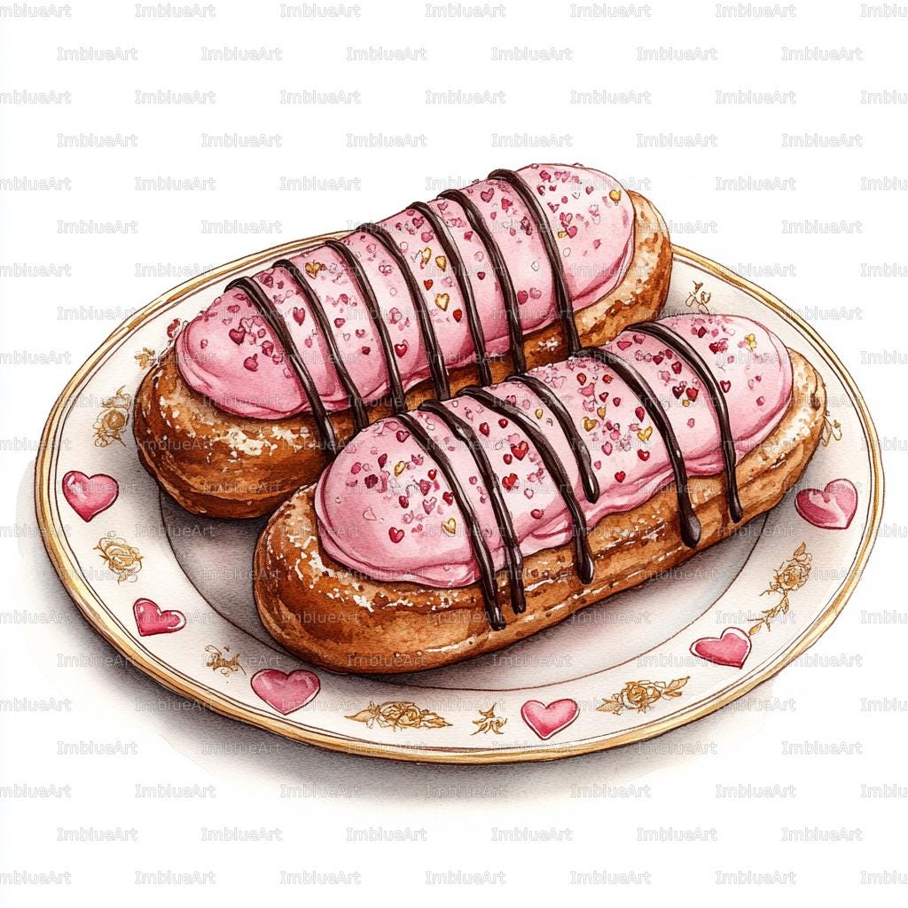 24 Valentine Eclairs Clipart | Romantic Dessert | Heart Shape ...