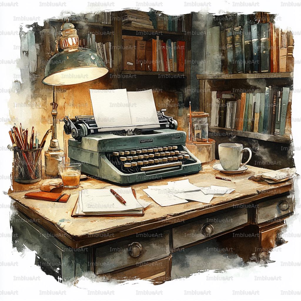 24 Writer's Desk Clipart | Creative Workspace | Printable Watercolor ...