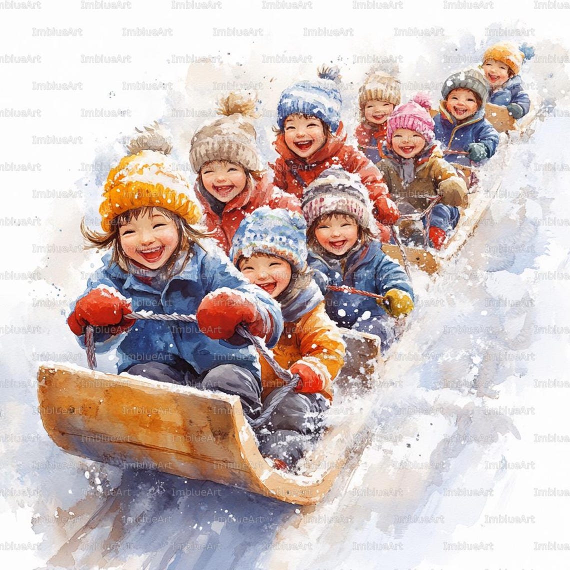 24 Kids Sledding Clipart | Winter Fun | Snow Play | Printable ...