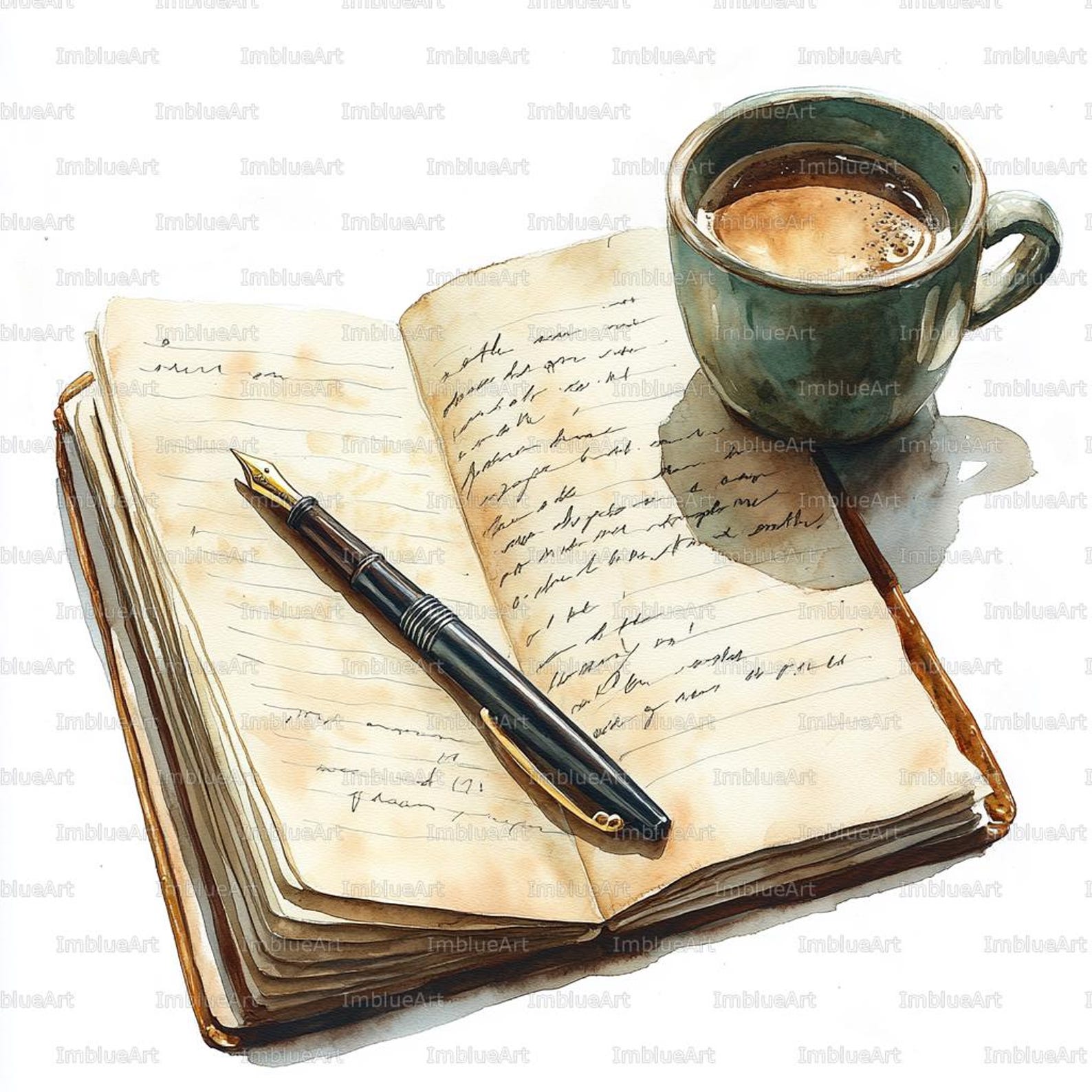 24 Writer Morning Clipart, Cozy Journaling Ritual Scene, Watercolor ...