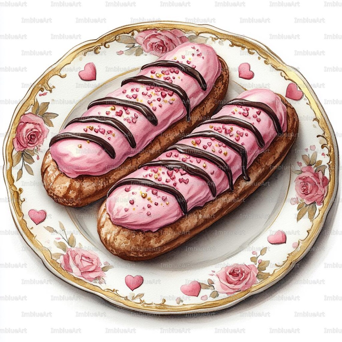 24 Valentine Eclairs Clipart | Romantic Dessert | Heart Shape ...