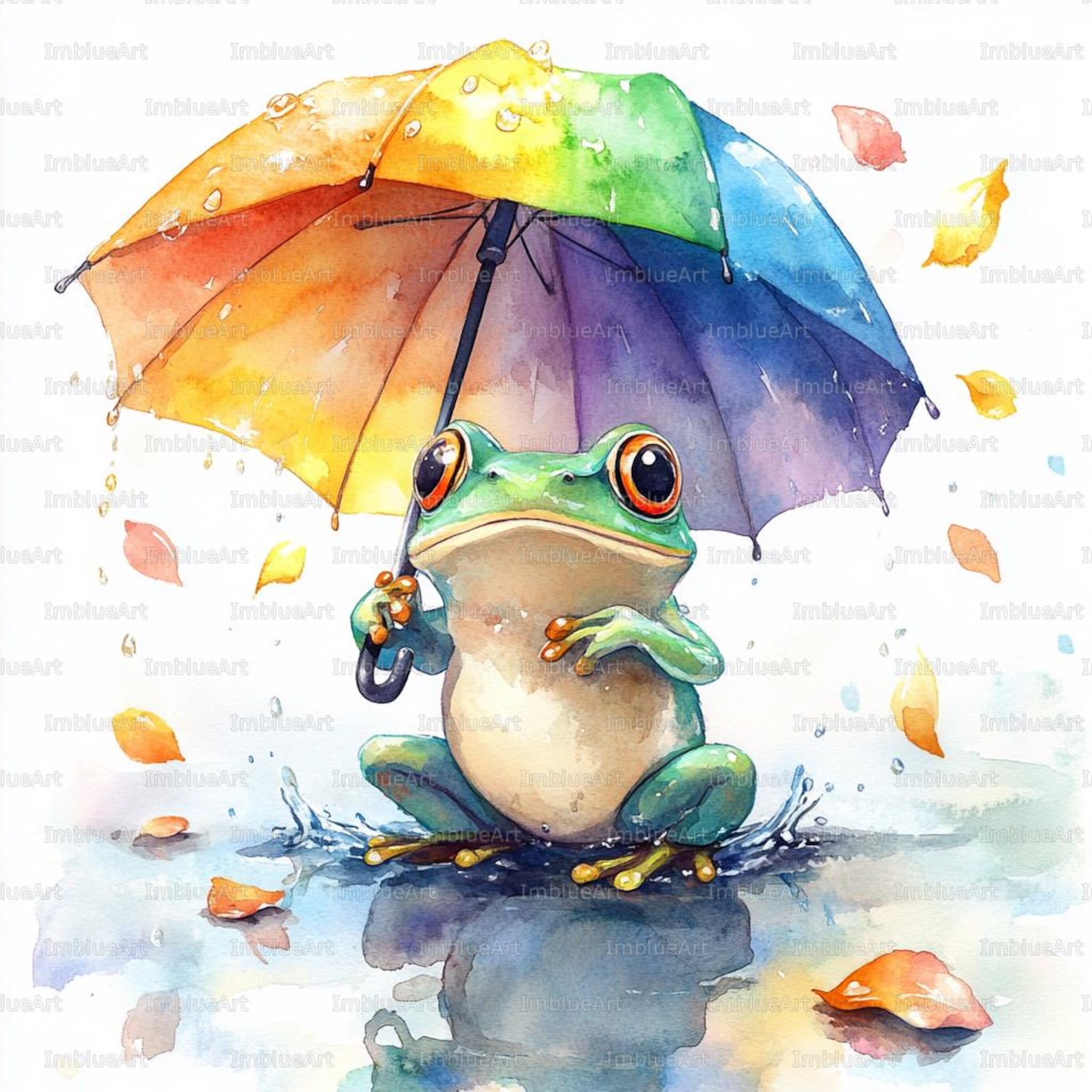 20 Frog With Umbrella Clipart, Spring Rain Scene, Cozy Weather ...