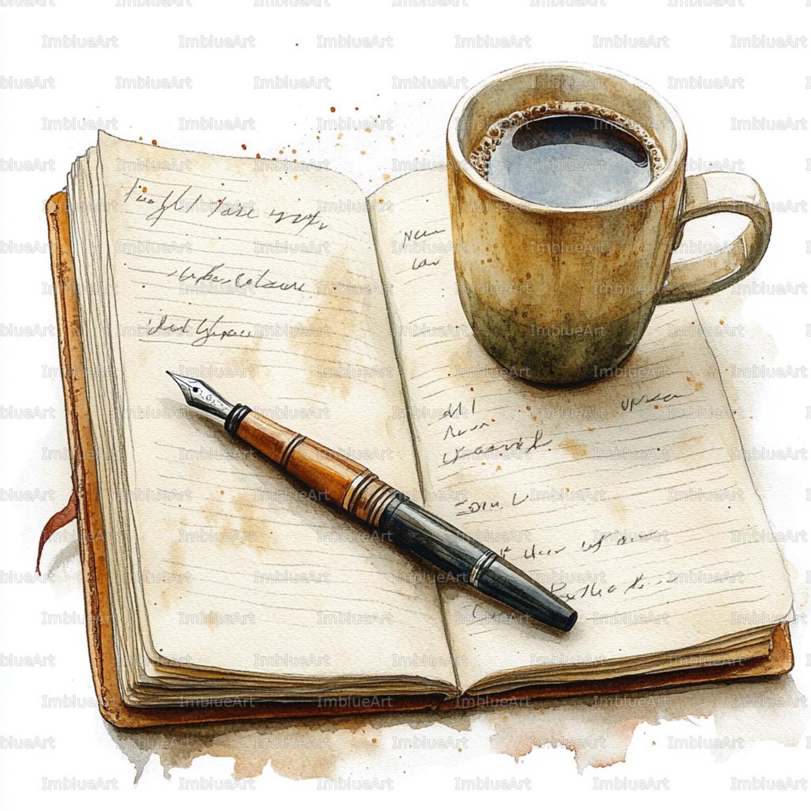 24 Writer Morning Clipart, Cozy Journaling Ritual Scene, Watercolor ...