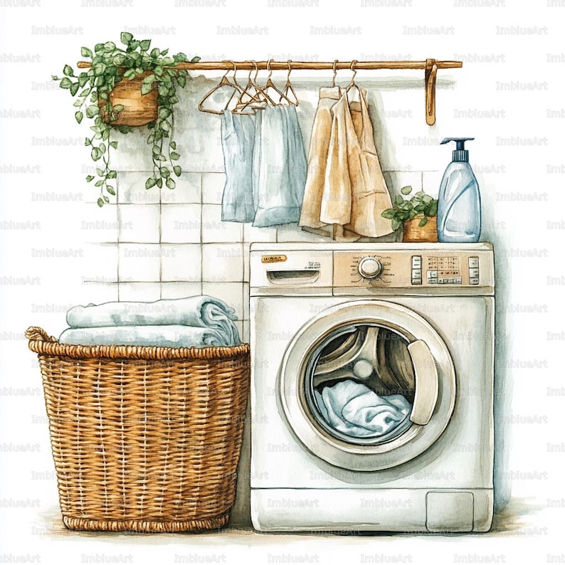 24 Laundry Room Clipart, Cozy Home Life Collection, Cozy Laundry Room ...