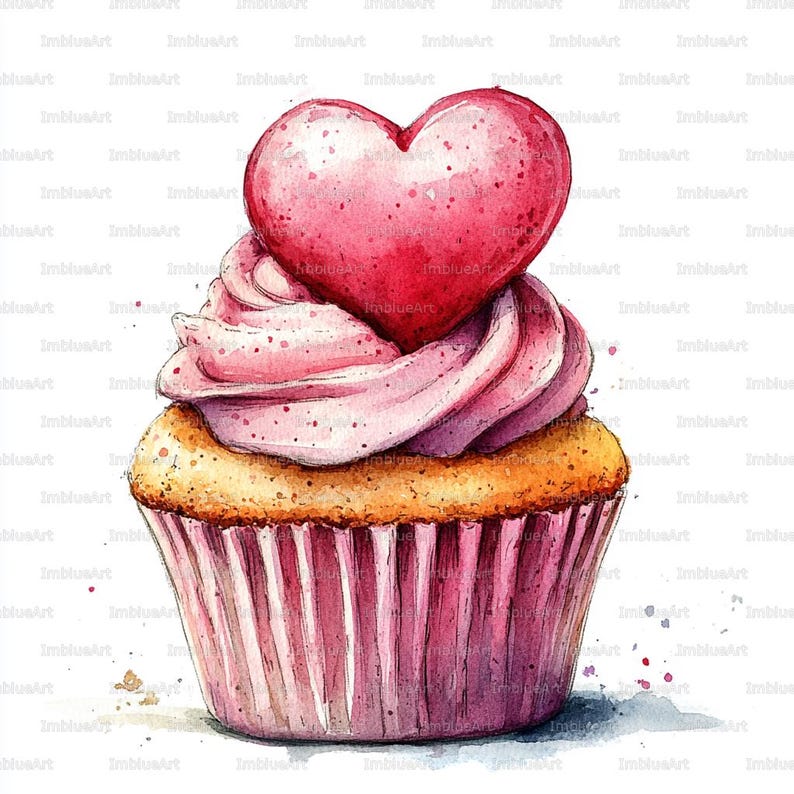 24 Hidden Heart Cupcakes Clipart | Valentine Baking | Sweet Surprise ...