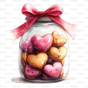 24 Valentine Cookie Jar Clipart | Heart Cookies Container | Printable ...