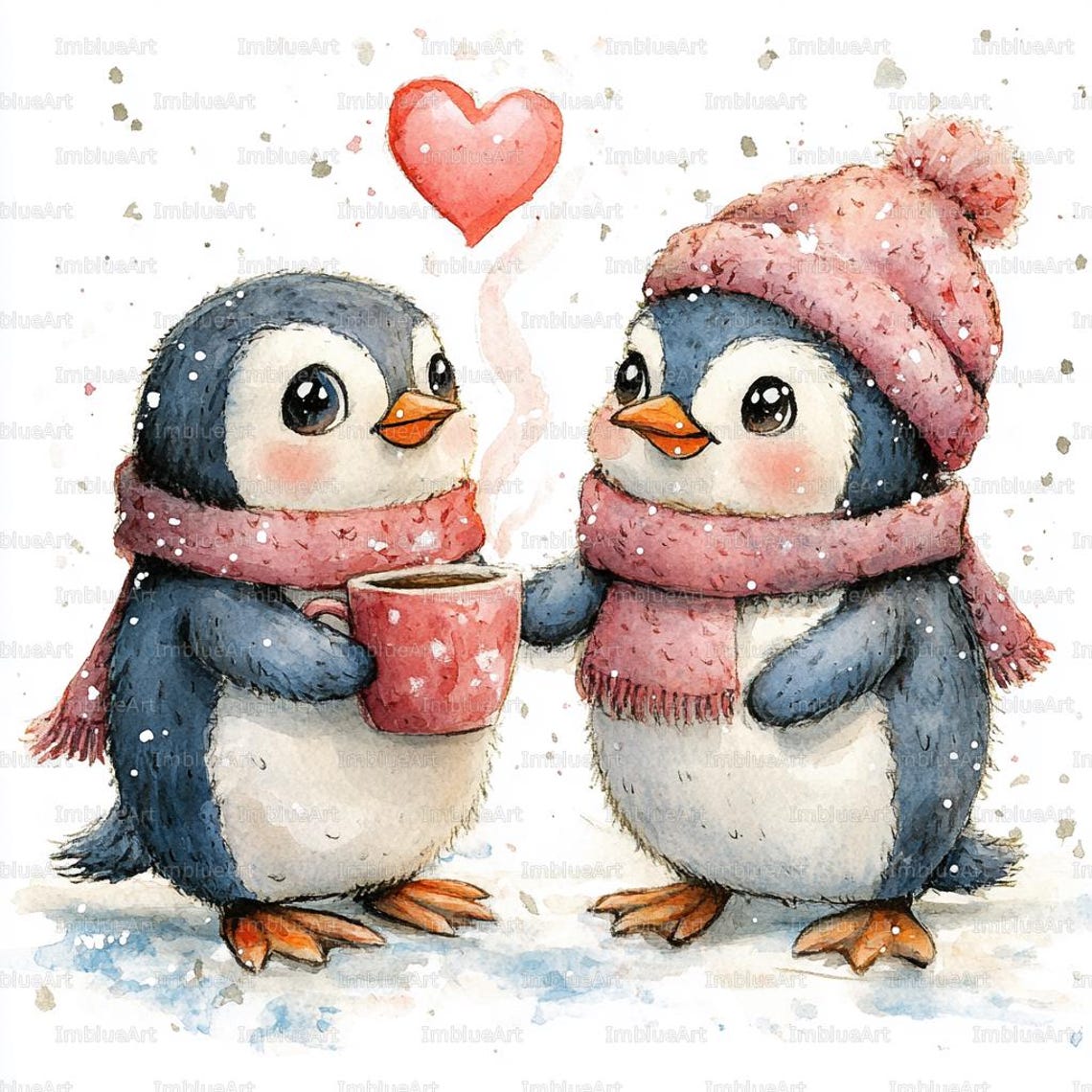 24 Penguin Valentine Clipart, Love Life Collection, Cute Penguin Love ...