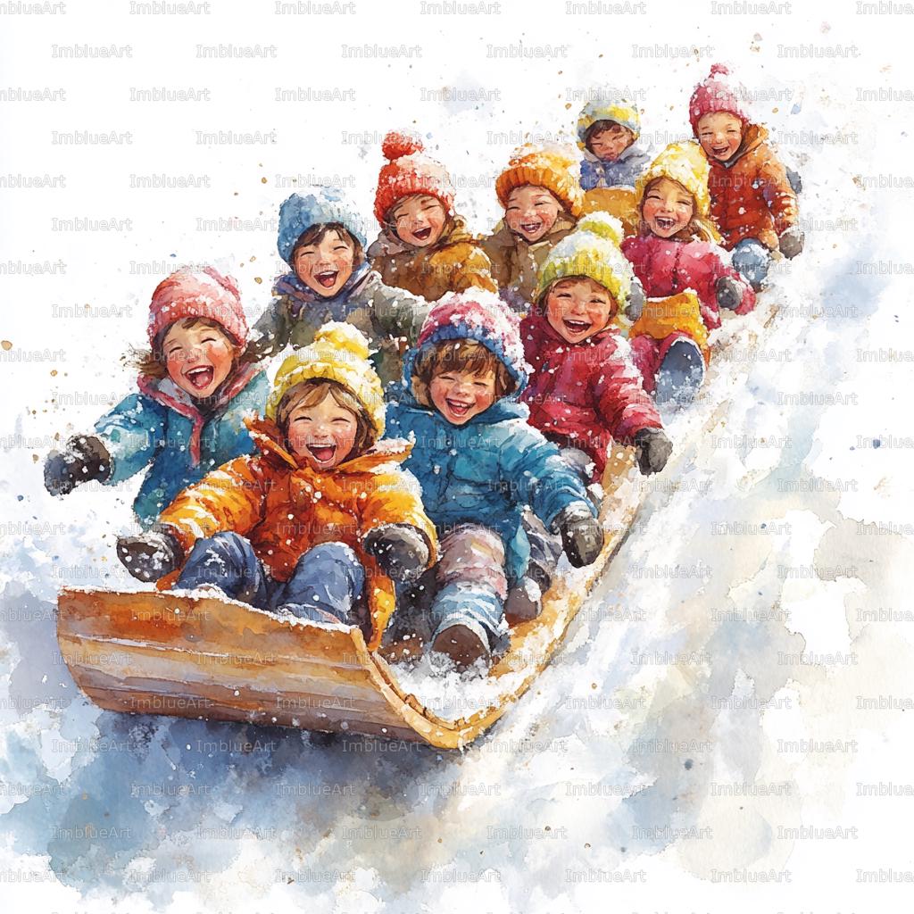 24 Kids Sledding Clipart | Winter Fun | Snow Play | Printable ...