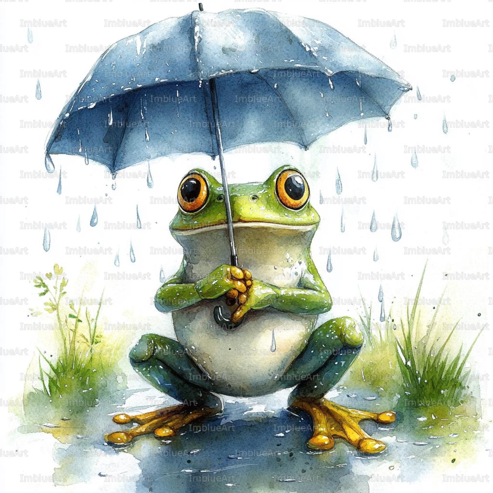 20 Frog With Umbrella Clipart, Spring Rain Scene, Cozy Weather ...