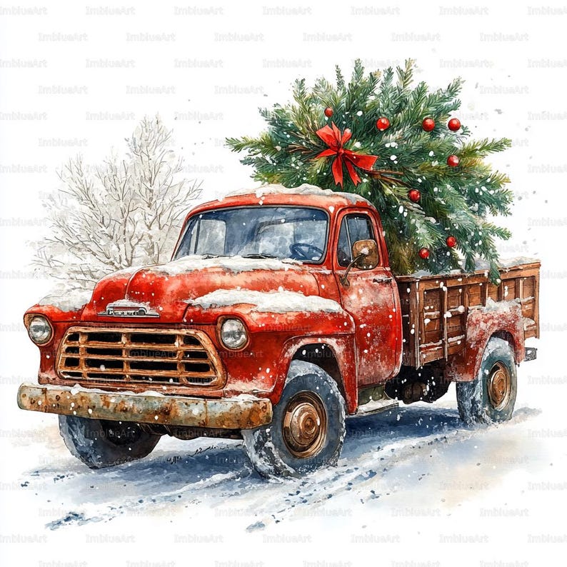 24 Christmas Truck Clipart SET | Holiday Tree Delivery | Printable ...