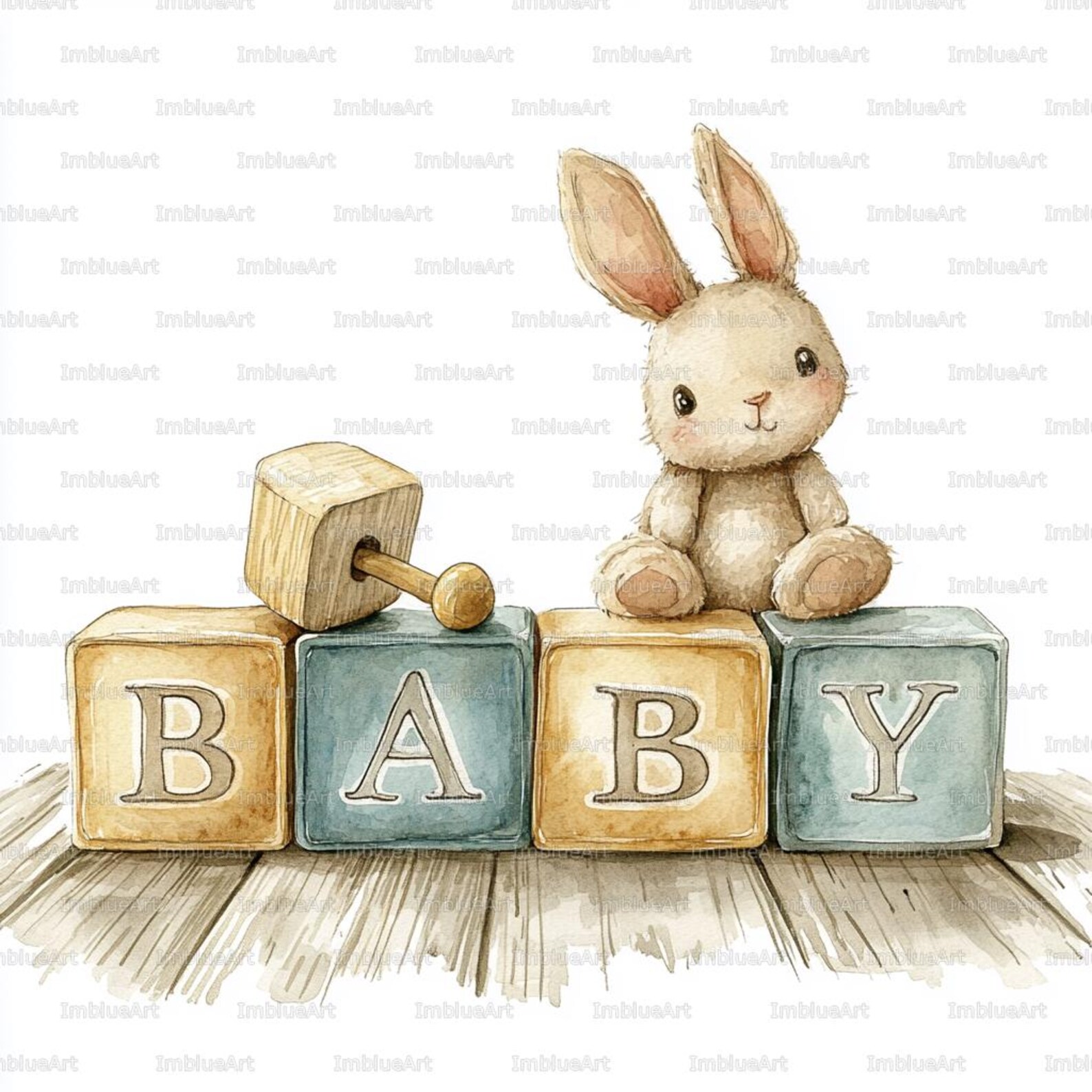 24 Baby ABC Blocks Clipart, Nursery Alphabet Decor, Watercolor ...