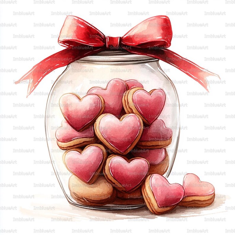 24 Valentine Cookie Jar Clipart | Heart Cookies Container | Printable ...