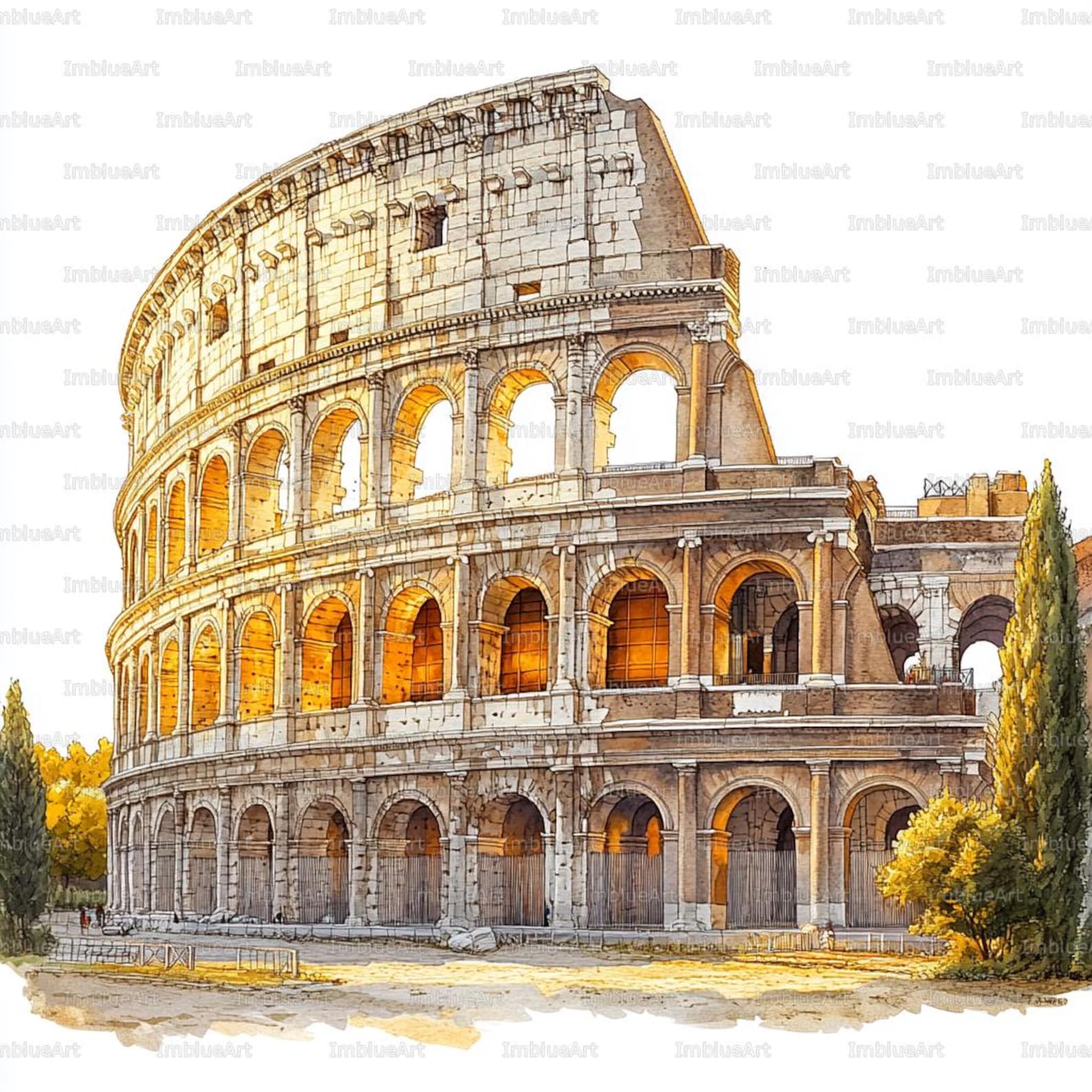 24 Rome Colosseum Clipart | Ancient Roman Landmark | Printable ...