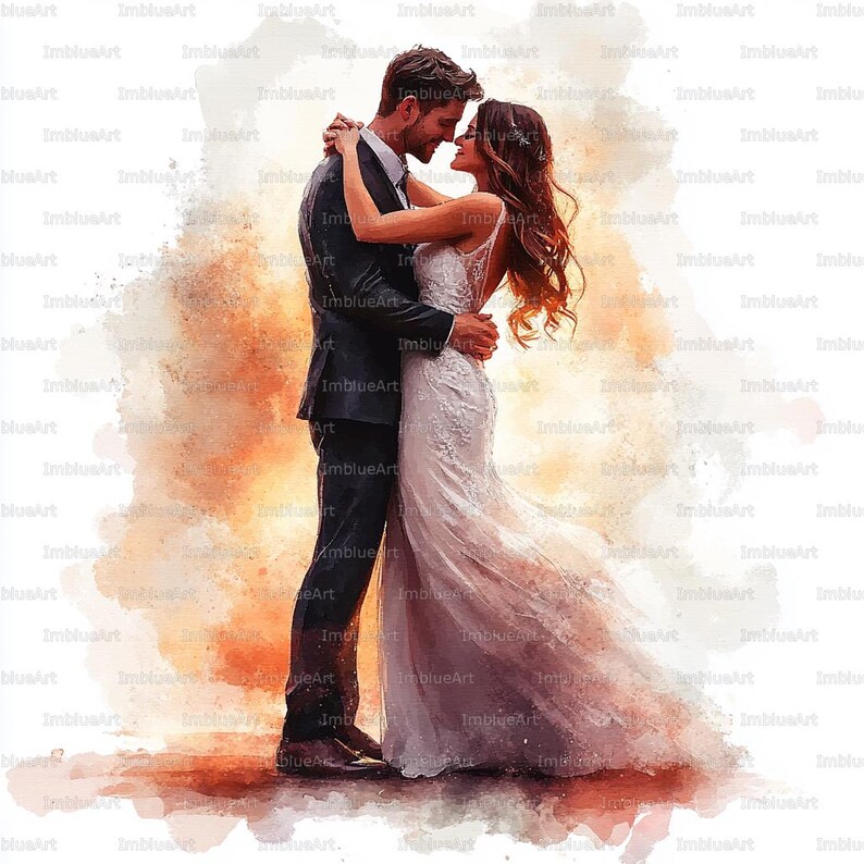 24 Newlyweds Dance Clipart | First Dance Romance | Printable Watercolor ...