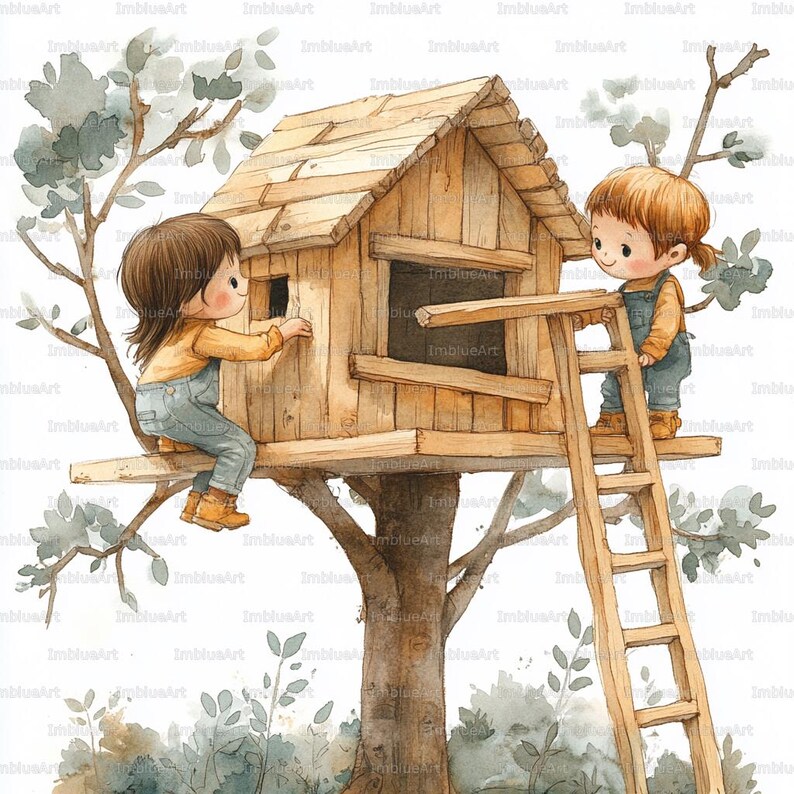 23 Treehouse Building Clipart | Kids Construction Adventure | Printable ...