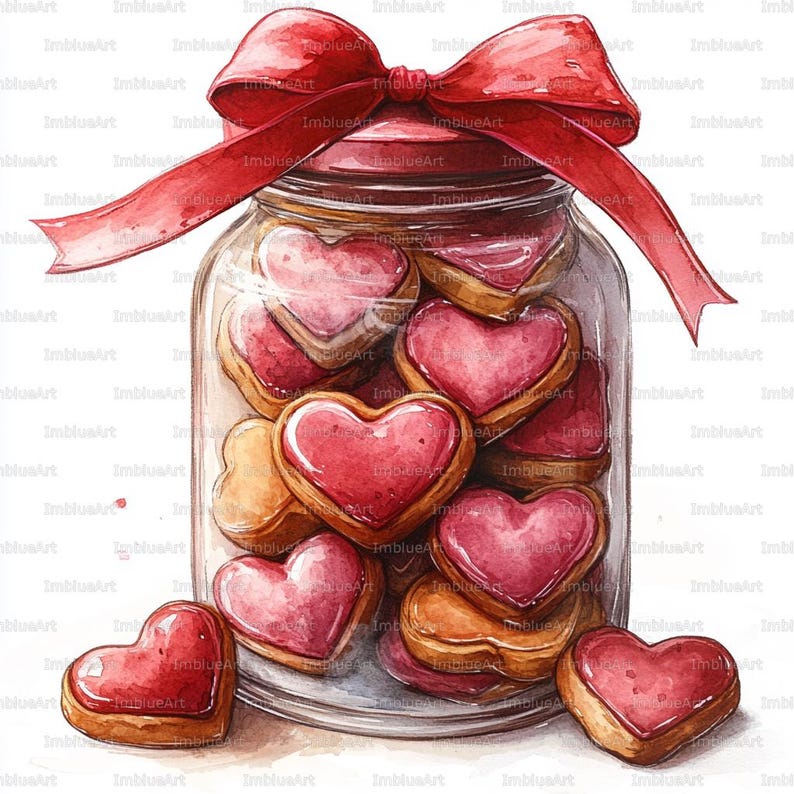 24 Valentine Cookie Jar Clipart | Heart Cookies Container | Printable ...