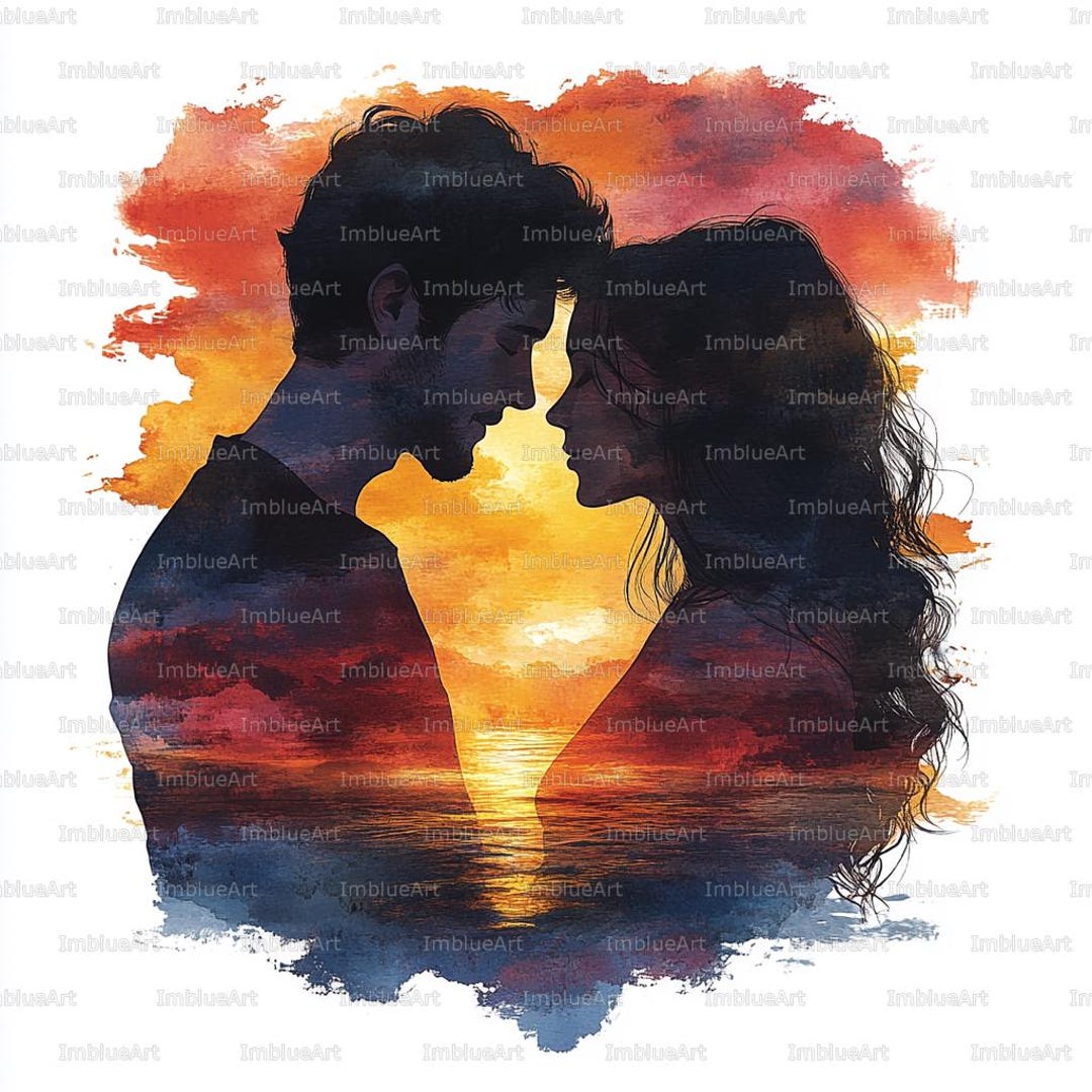 24 Sunset Couple Clipart, Romantic Couple Collection, Golden Hour Hug ...