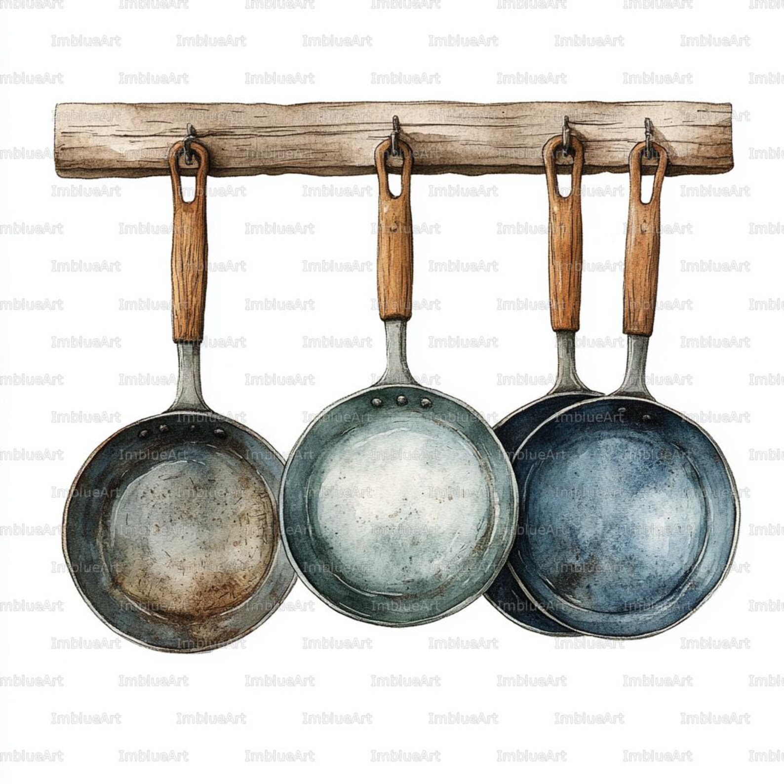 24 Frying Pans Clipart, Cooking Utensils, Watercolor Printable JPG ...