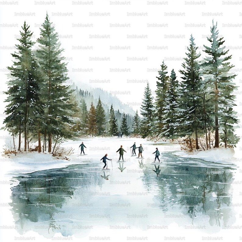 24 Frozen Lake Clipart | Ice Skating | Winter Activity | Printable ...
