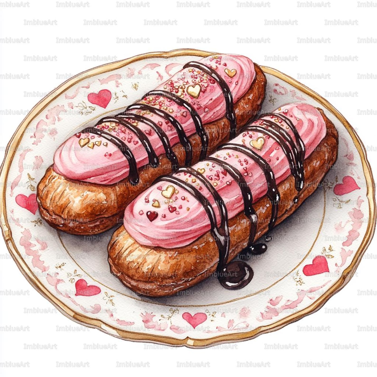 24 Valentine Eclairs Clipart | Romantic Dessert | Heart Shape ...