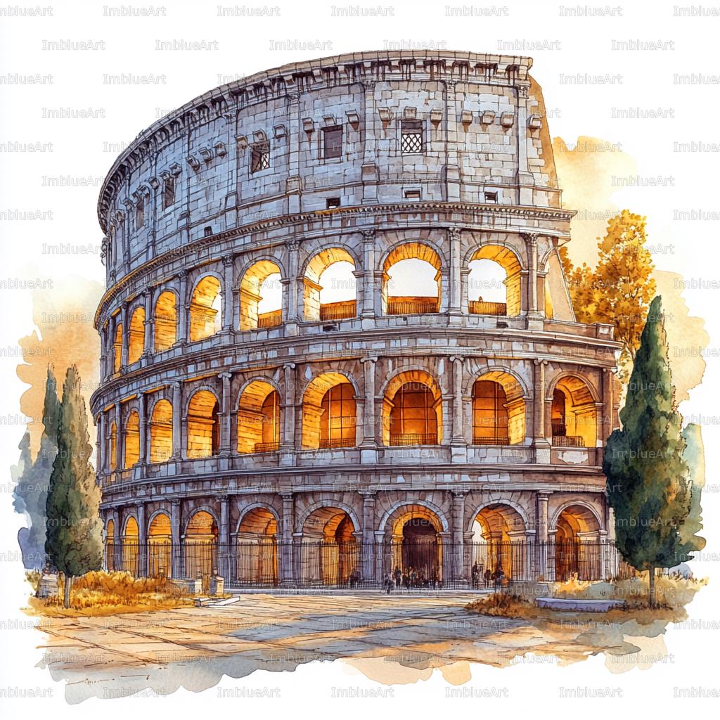 24 Rome Colosseum Clipart | Ancient Roman Landmark | Printable ...