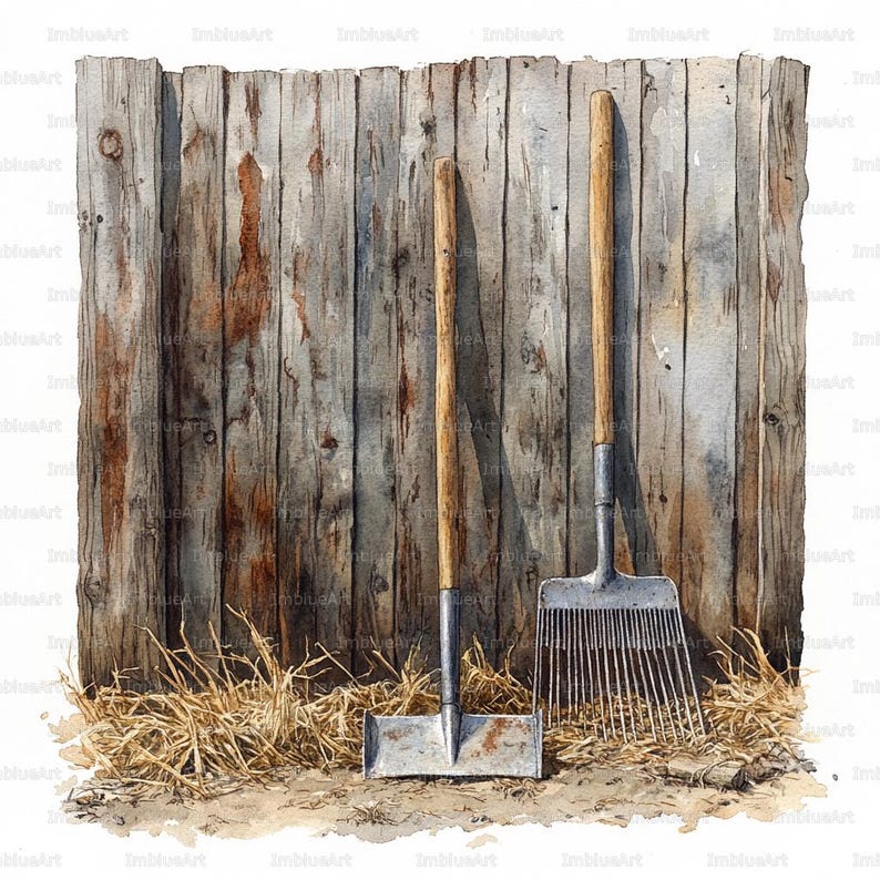 24 Farm Tools Clipart, Farm Life Collection, Rustic Farming Equipment ...