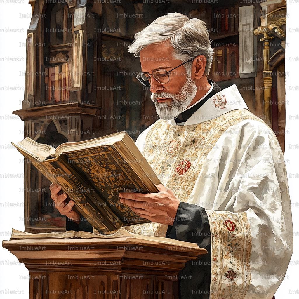 24 Priest at Altar Clipart | Reading Sacred Text | Printable Watercolor ...