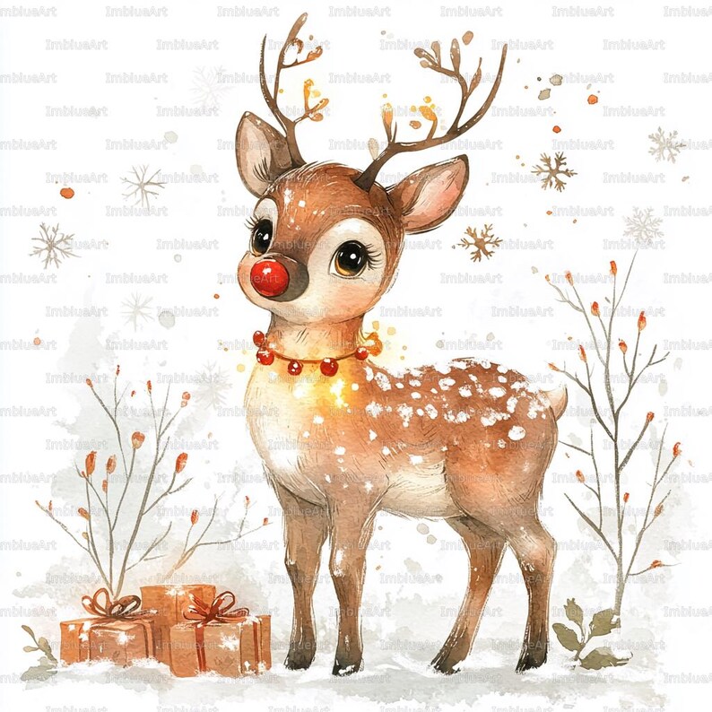 22 Glowing Reindeer Clipart SET | Magical Christmas Animal | Printable ...
