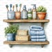 24 Bathroom Details Clipart, Morning Routine Scene, Watercolor ...