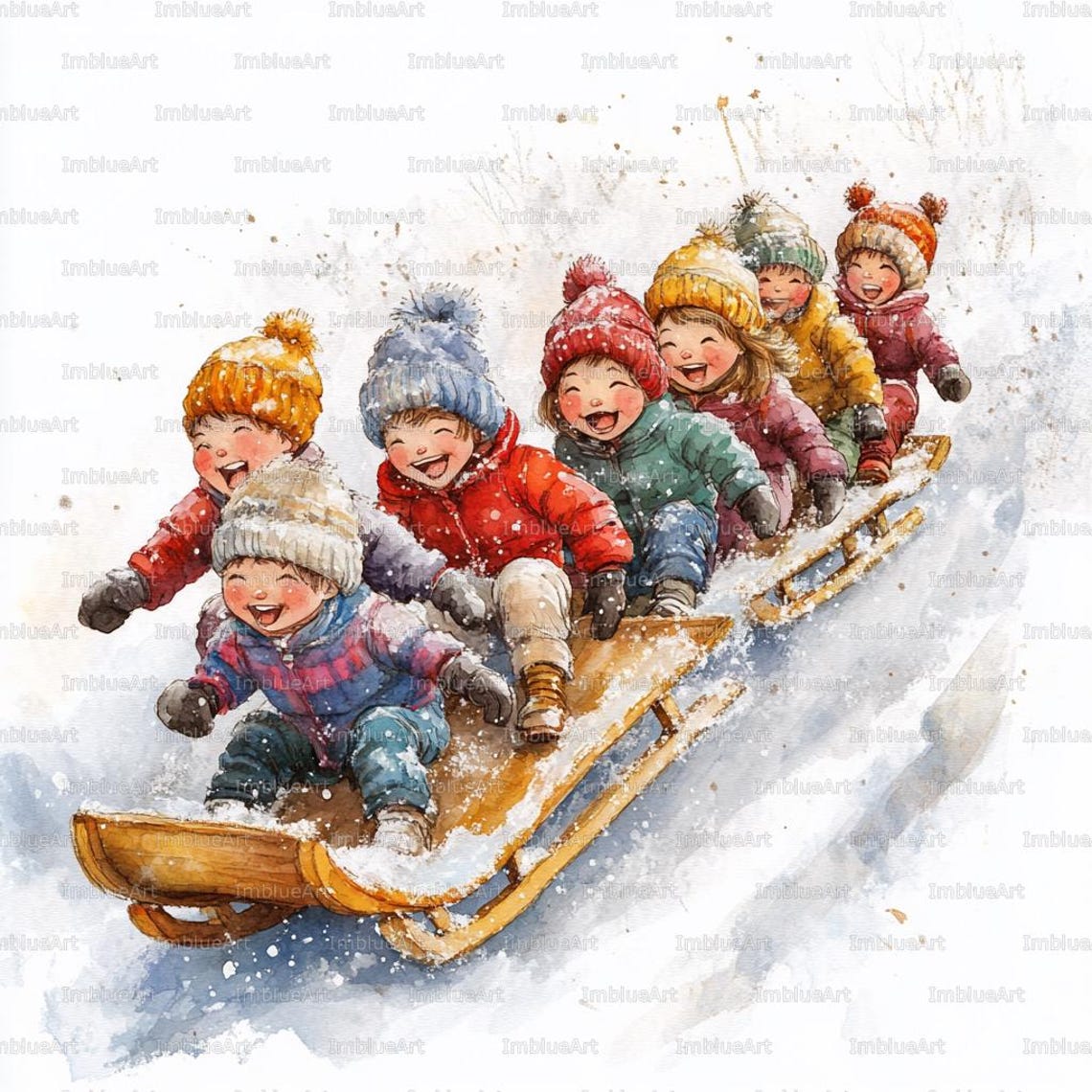 24 Kids Sledding Clipart | Winter Fun | Snow Play | Printable ...