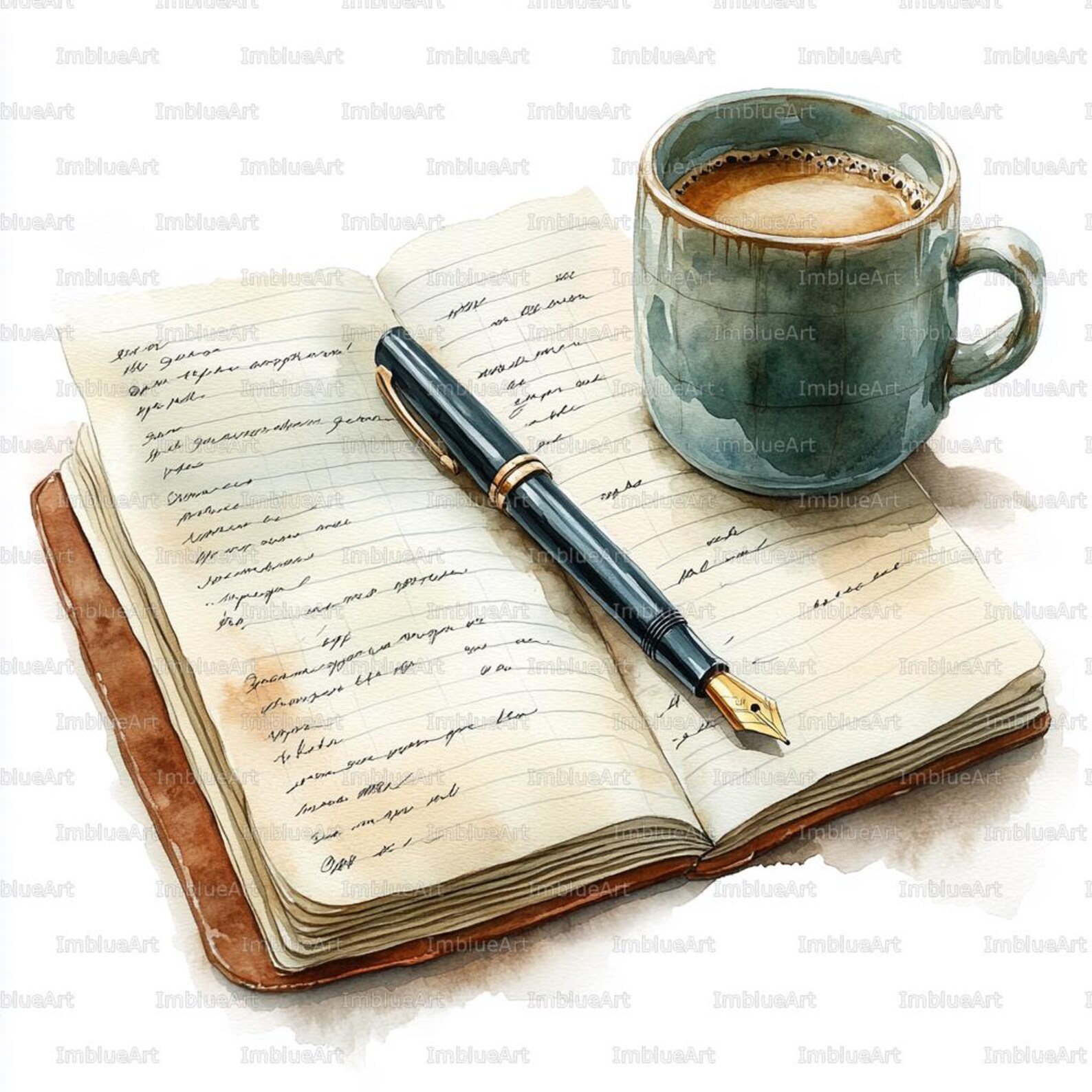 24 Writer Morning Clipart, Cozy Journaling Ritual Scene, Watercolor ...