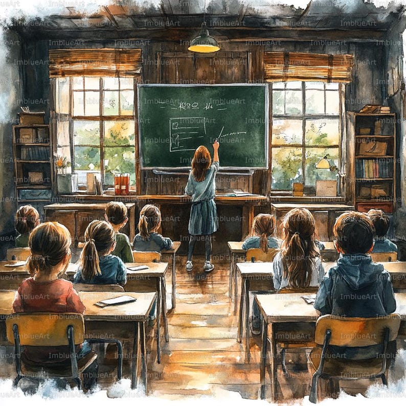 22 Classroom Scene Clipart | School Lesson Moment | Printable ...