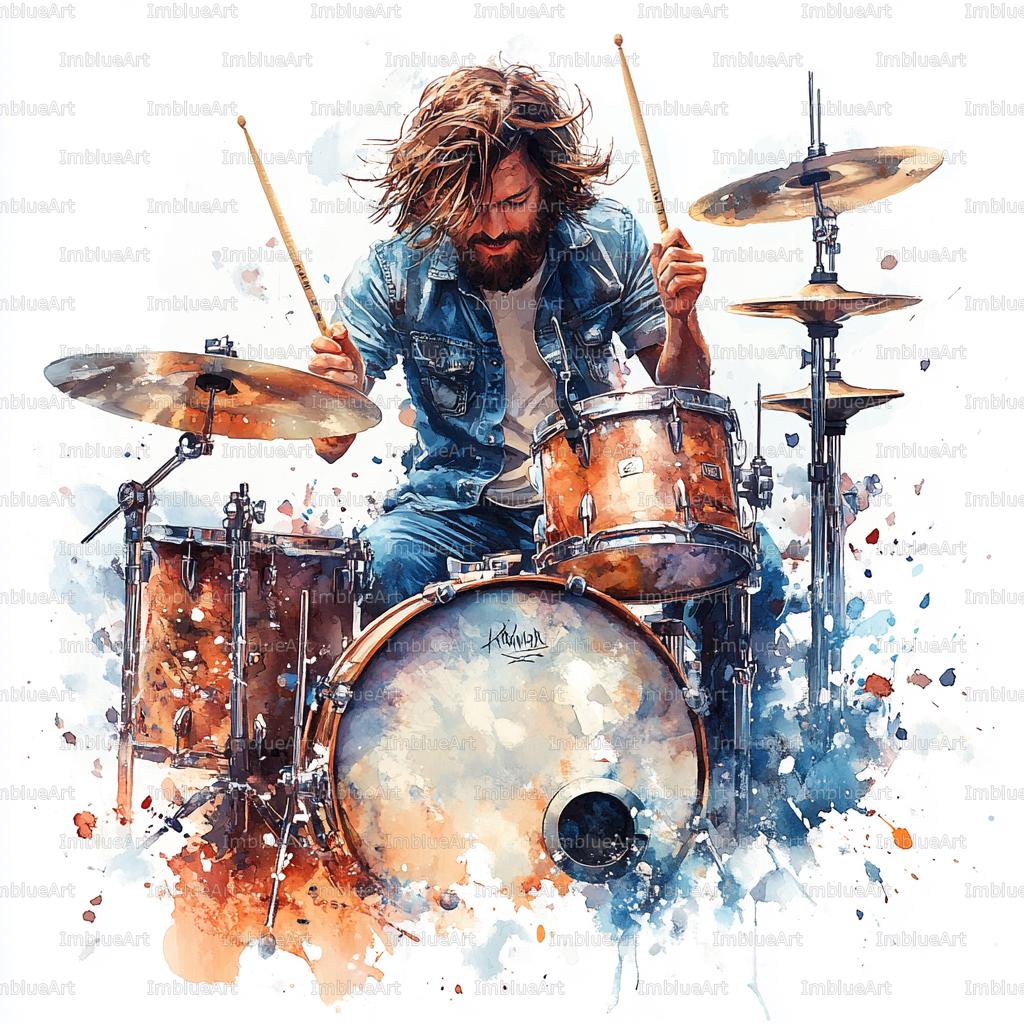 24 Drummer Clipart, Music Performance Illustration, Watercolor ...