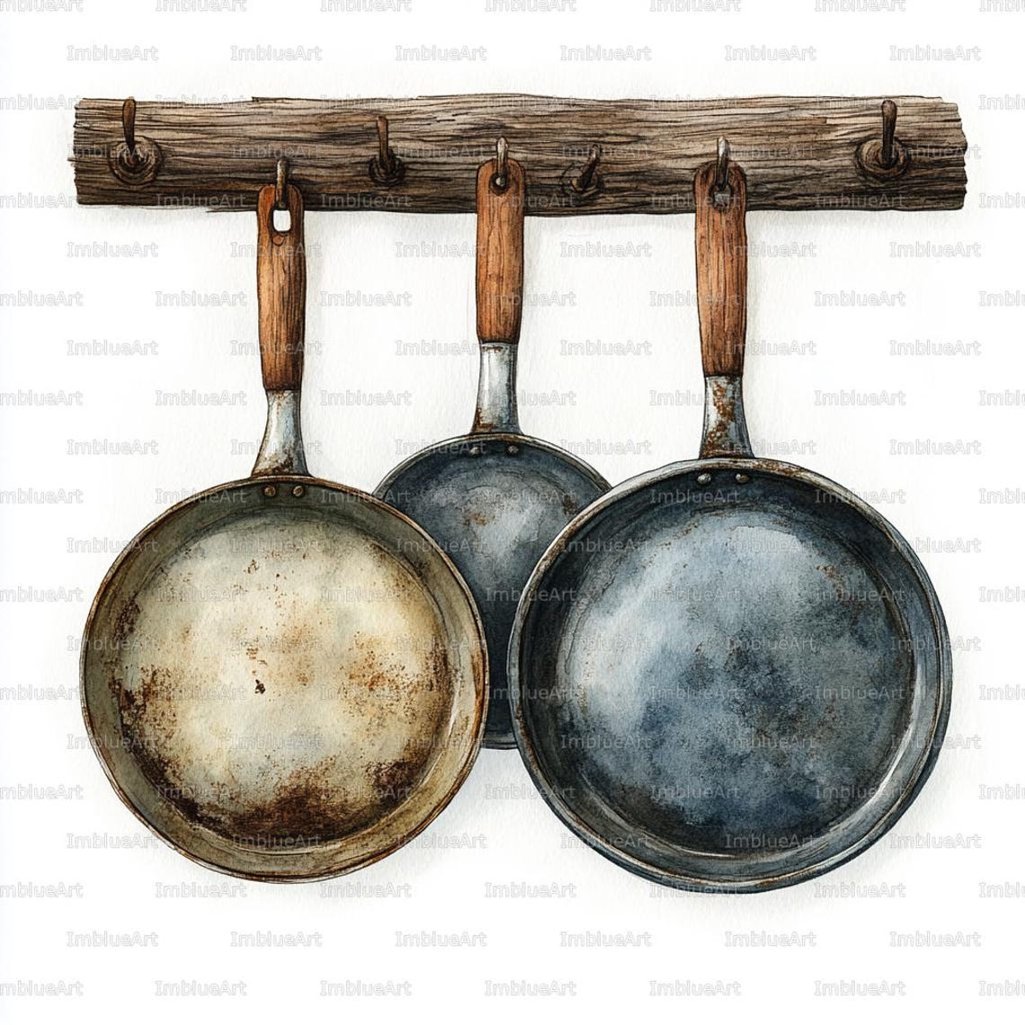 24 Frying Pans Clipart, Cooking Utensils, Watercolor Printable JPG ...