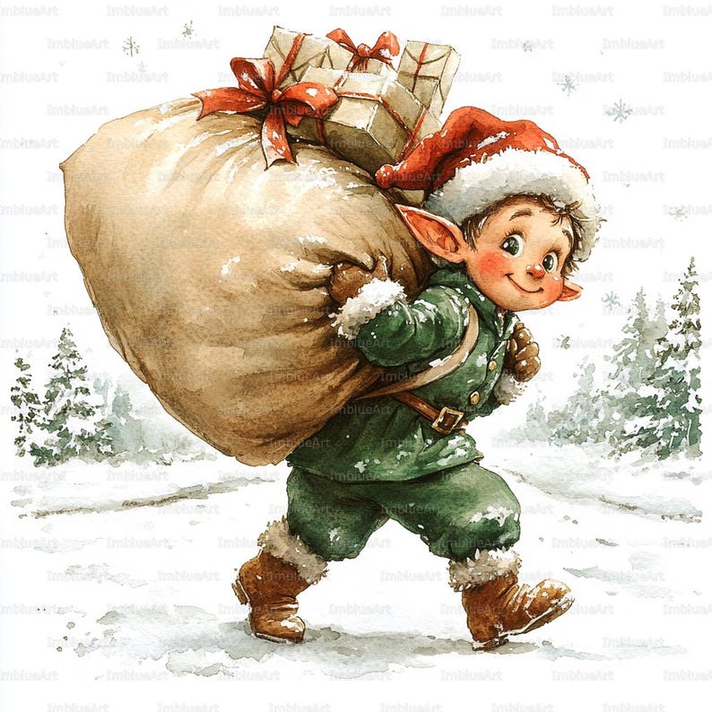 20 Christmas Elf Postman Clipart | Holiday Mail Delivery | Printable ...