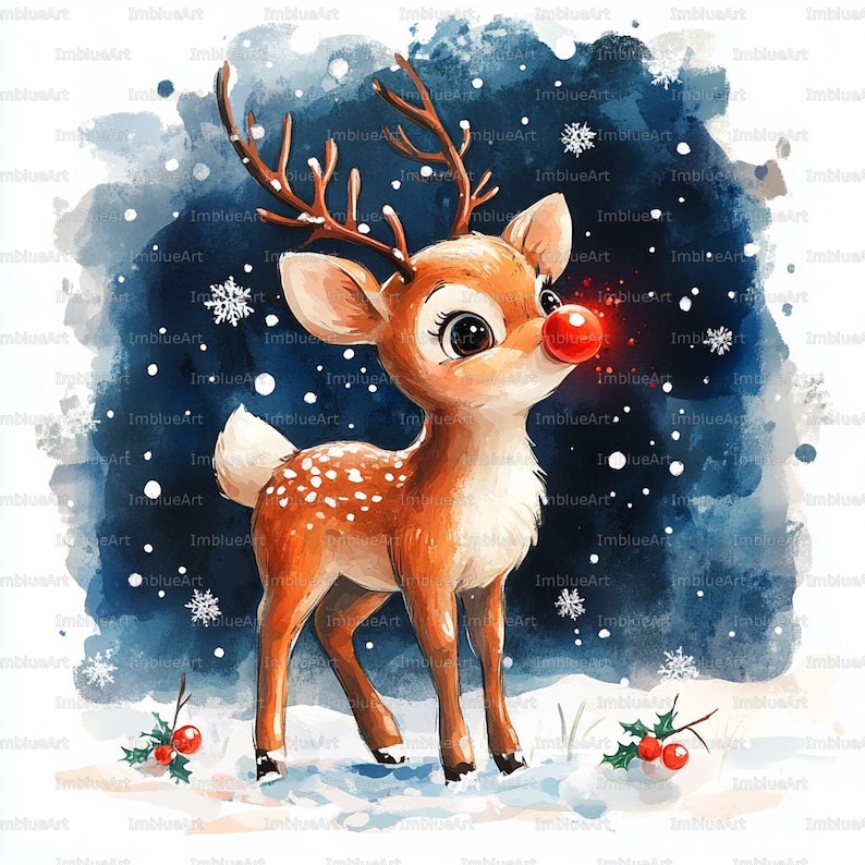 22 Glowing Reindeer Clipart SET | Magical Christmas Animal | Printable ...