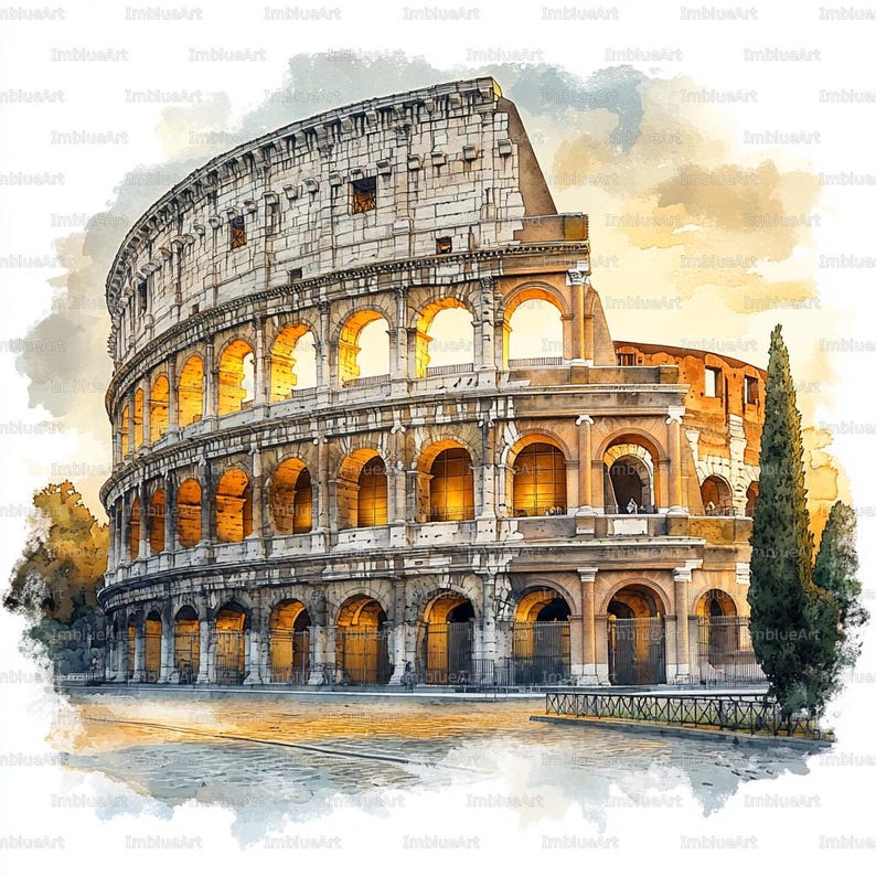24 Colosseum Clipart, Rome Colosseum Ancient Roman Landmark Italy ...