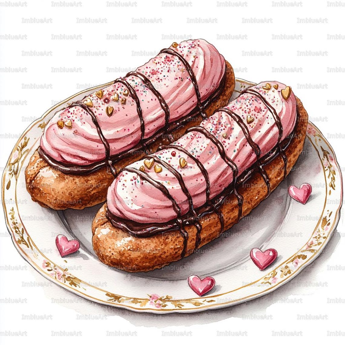 24 Valentine Eclairs Clipart | Romantic Dessert | Heart Shape ...