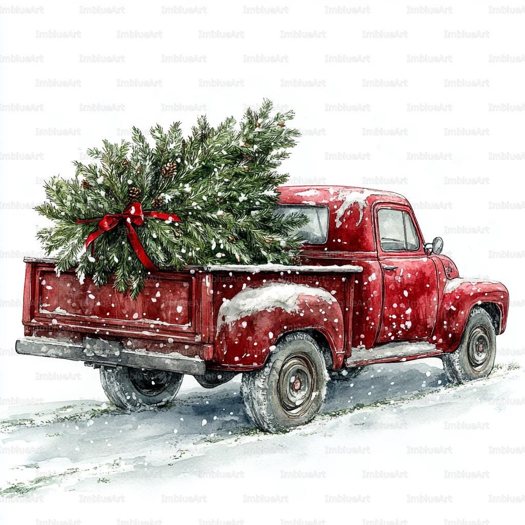 24 Christmas Truck Clipart SET | Holiday Tree Delivery | Printable ...